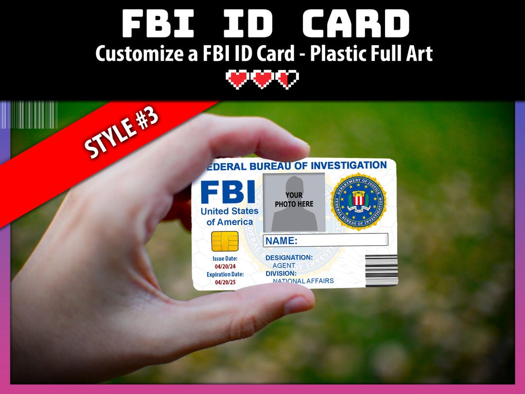 FBI Identification Card - Personalize Your Own Full Color FBI ID ...