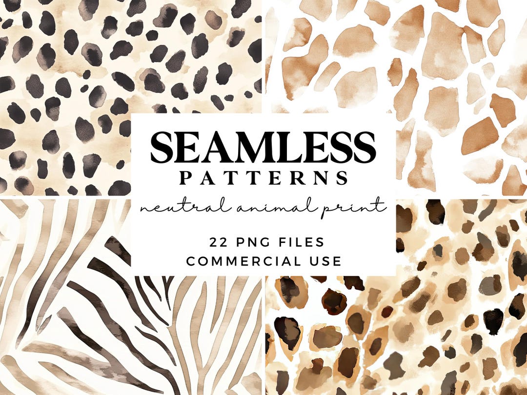 Neutral Animal Print Seamless Patterns - Digital Background - Printable ...