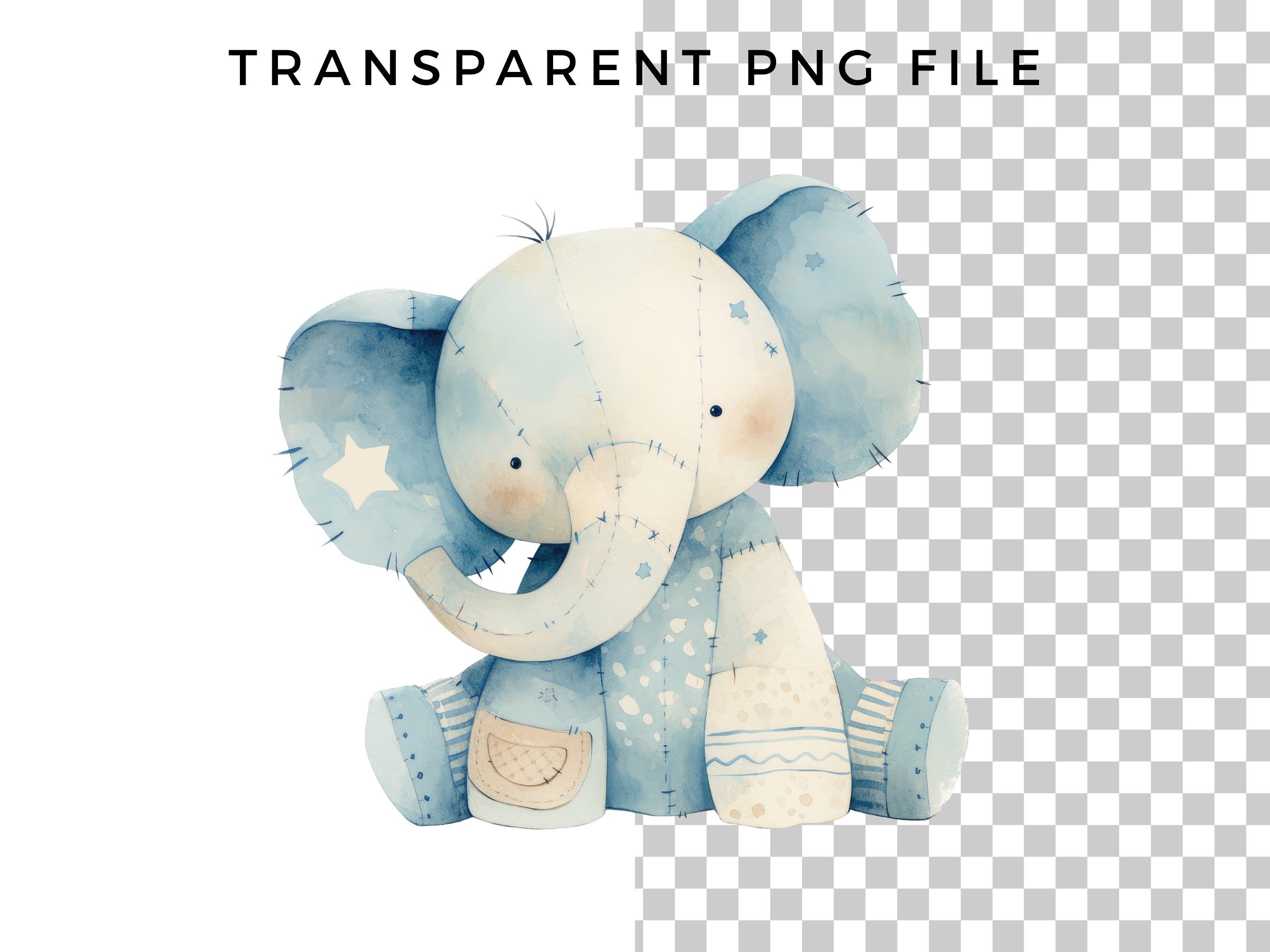 Cute Elephant Teddy Clipart Vintage Plush Stuffed Toy Clipart for ...