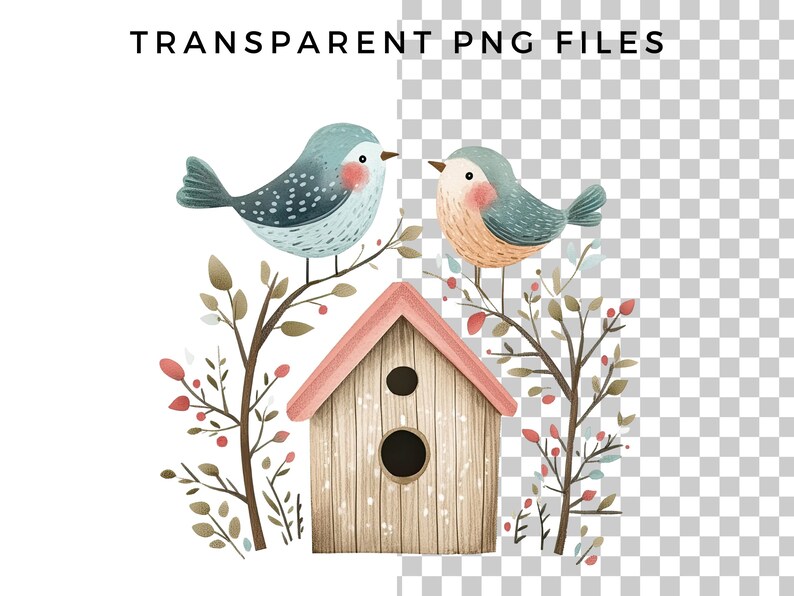 Christmas Birds Clipart - Watercolour Cute Bird Clip Art Illustrations ...