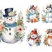 Floral Snowman Clipart Bundle Watercolour Snowmen Clip Art Set Cute ...