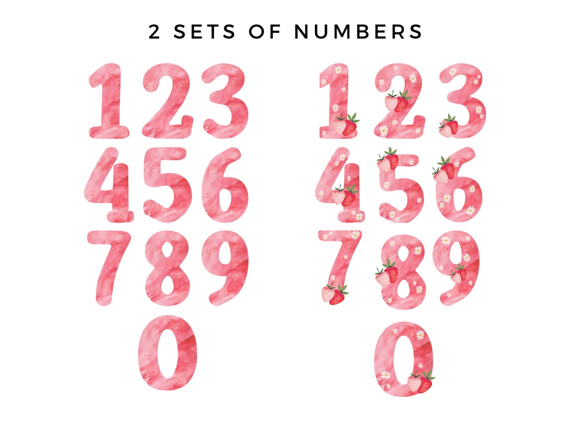 Watercolour Strawberry Alphabet & Numbers Clipart - Cute Berry Clipart ...