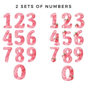 Watercolour Strawberry Alphabet & Numbers Clipart - Cute Berry Clipart ...