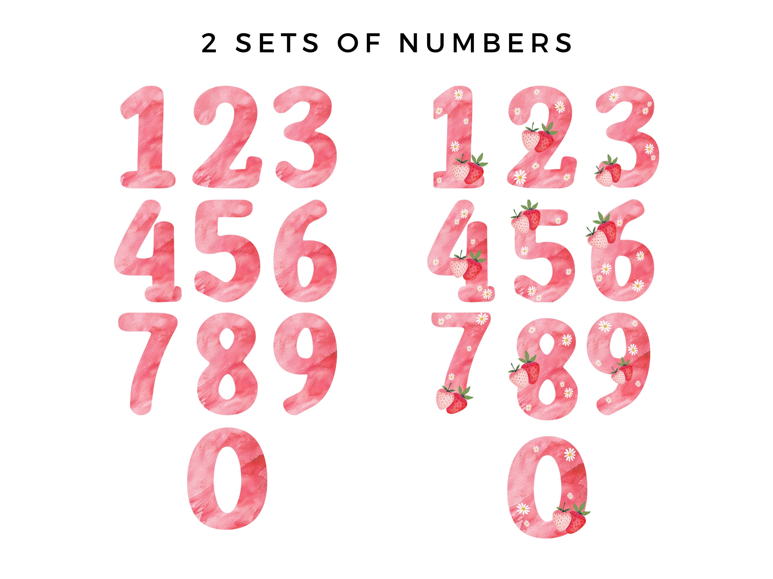 Watercolour Strawberry Alphabet & Numbers Clipart Cute Berry Clipart ...