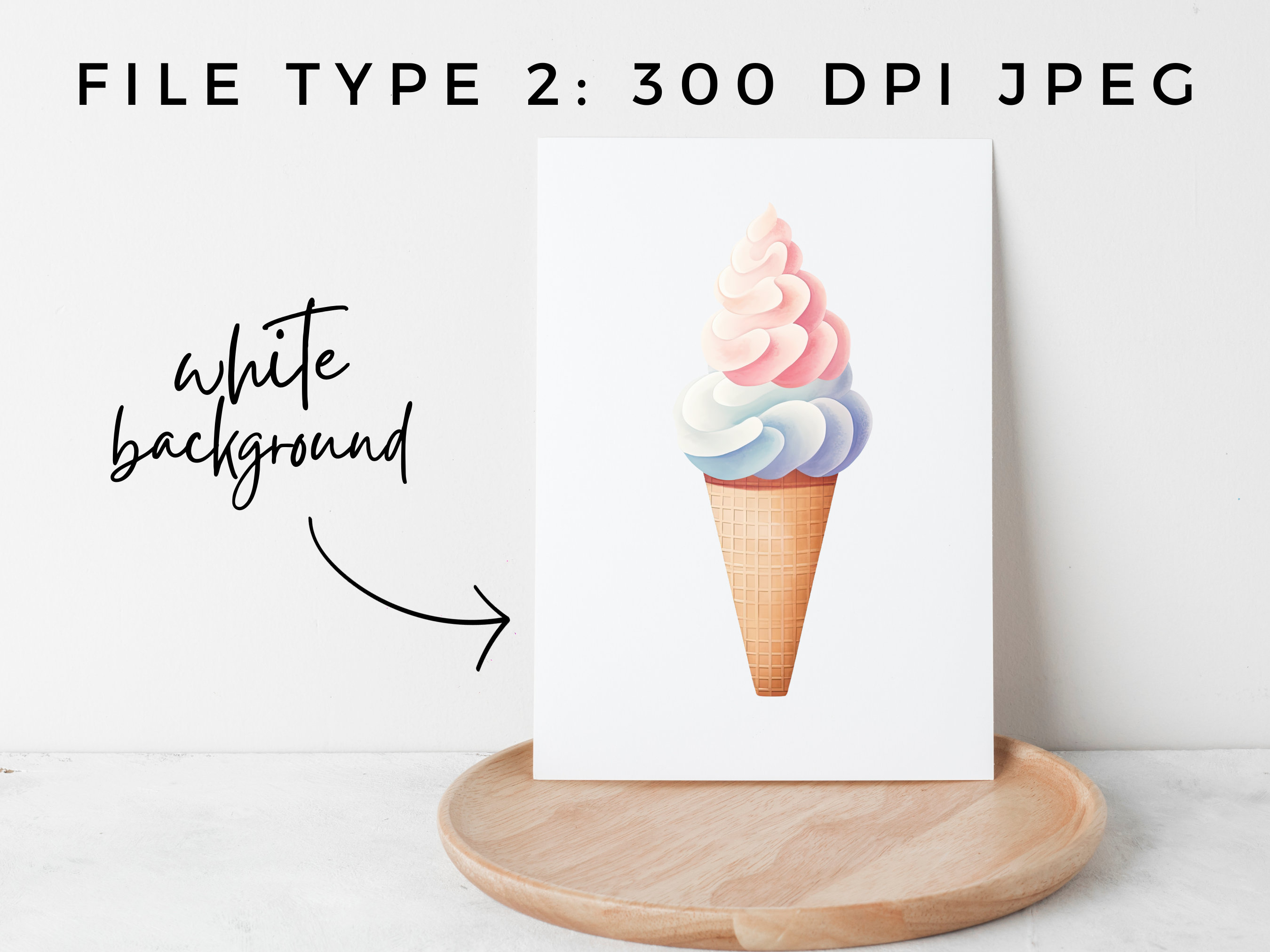 Pastel Watercolor Ice Cream Clipart Set Cones Sundaes Vans - Etsy