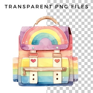 School Clipart Set - Watercolour School Supplies Clipart Bundle - Back ...