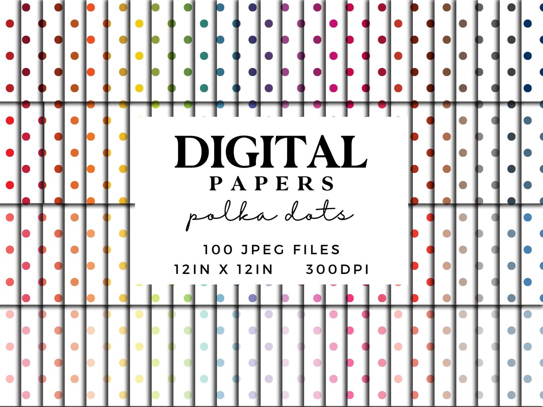 Polka Dot Digital Paper 100 Colours - Spotty Seamless Pattern Scrapbook ...