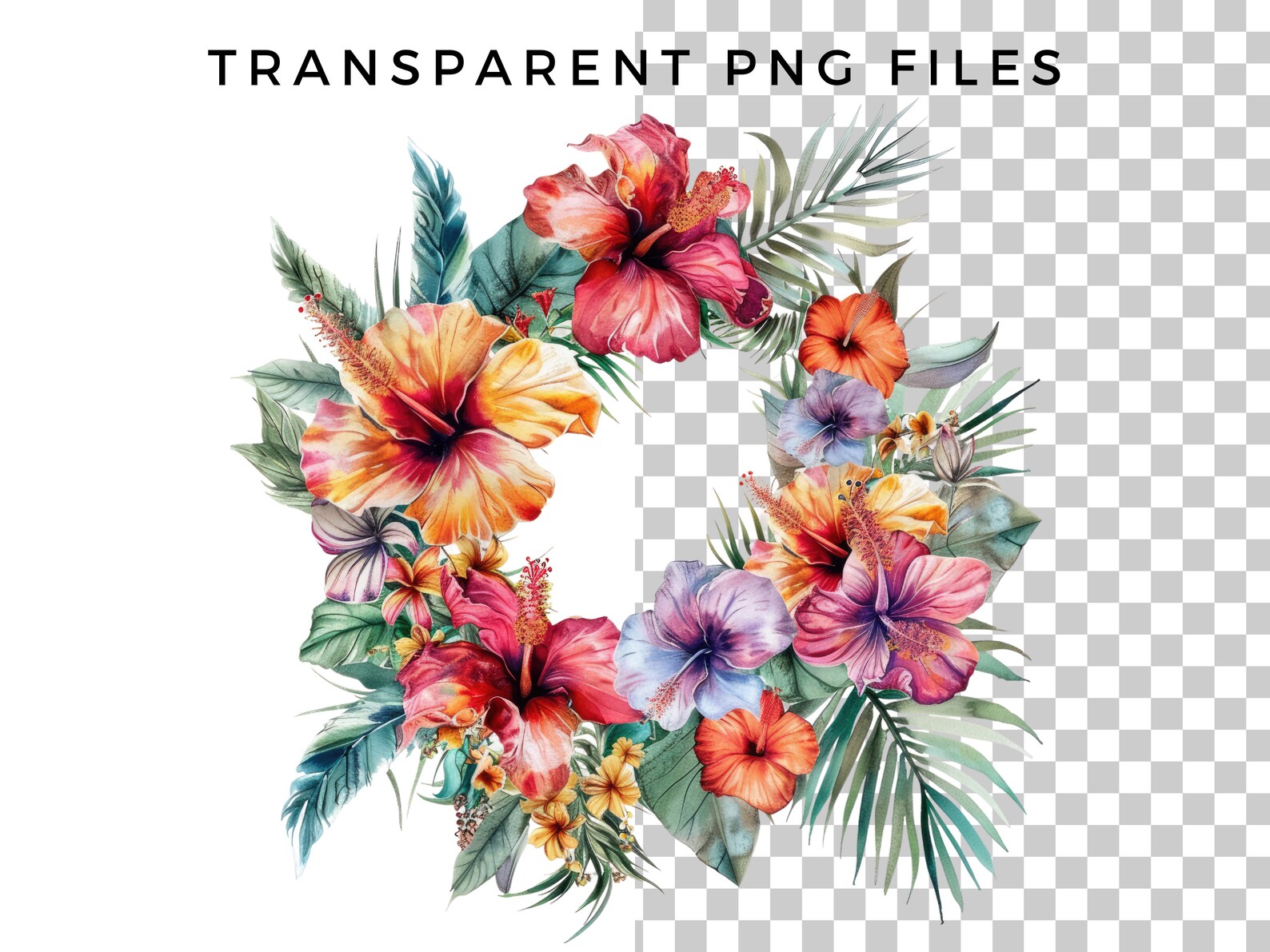 Tropical Clipart PNG Tropical Flowers and Tropical Birds Clipart Bundle ...