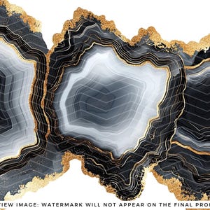 Black Agate Borders Clipart for Commercial Use - Geode Clip Art - Black ...