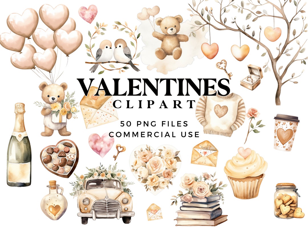 Valentines Clipart Bundle - Neutral Valentines Day Clip Art Set ...