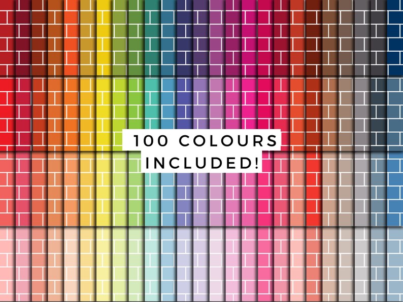 Brick Pattern Scrapbook Paper in 100 Colours - Seamless Pattern Brick ...