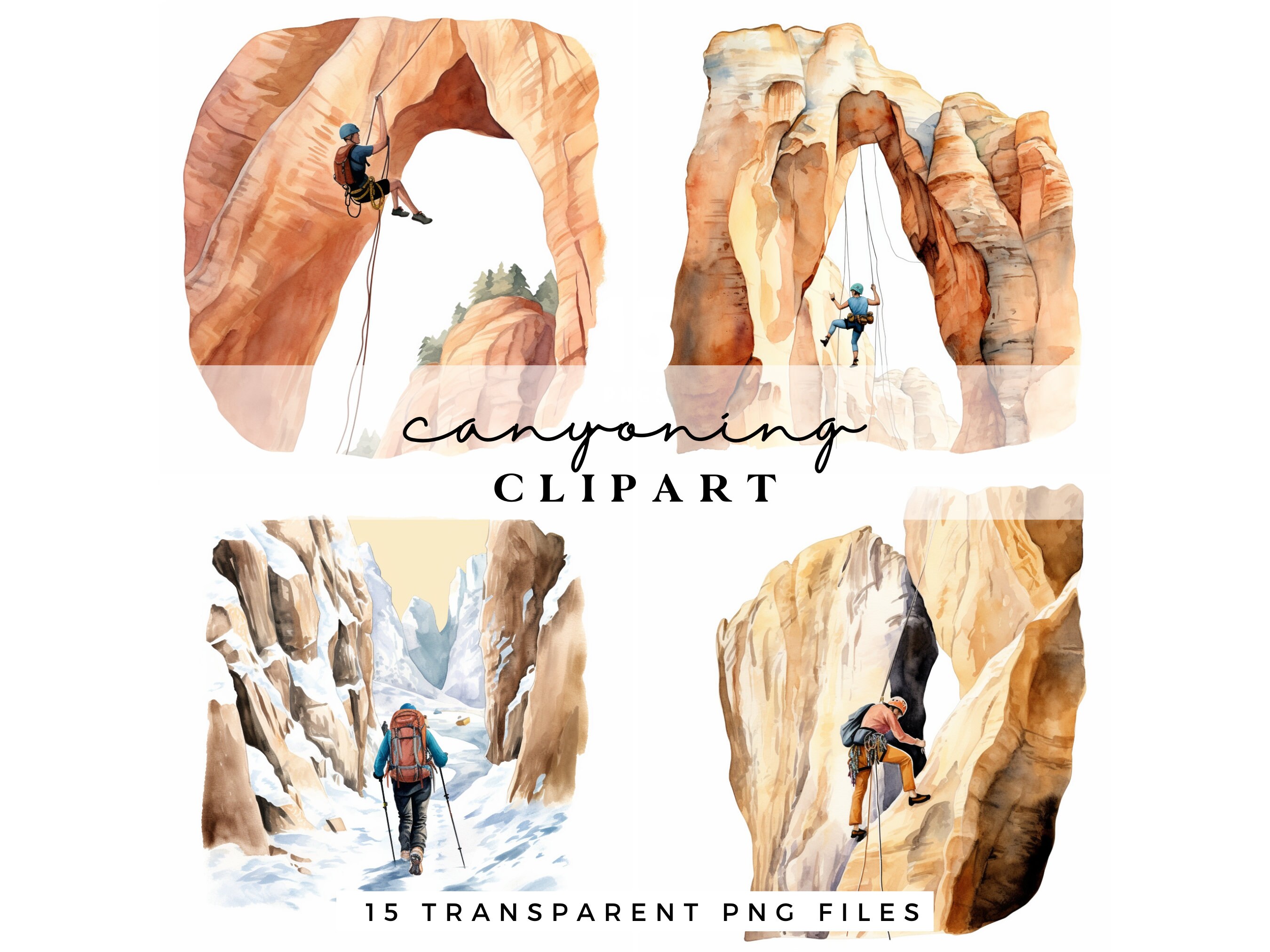 Canyoning Clipart Canyoneering Clipart Bundle Adventure Sports Clip Art ...