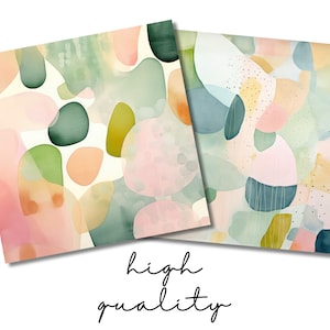 Abstract Watercolor Digital Paper Set - Abstract Shapes - Pastel ...