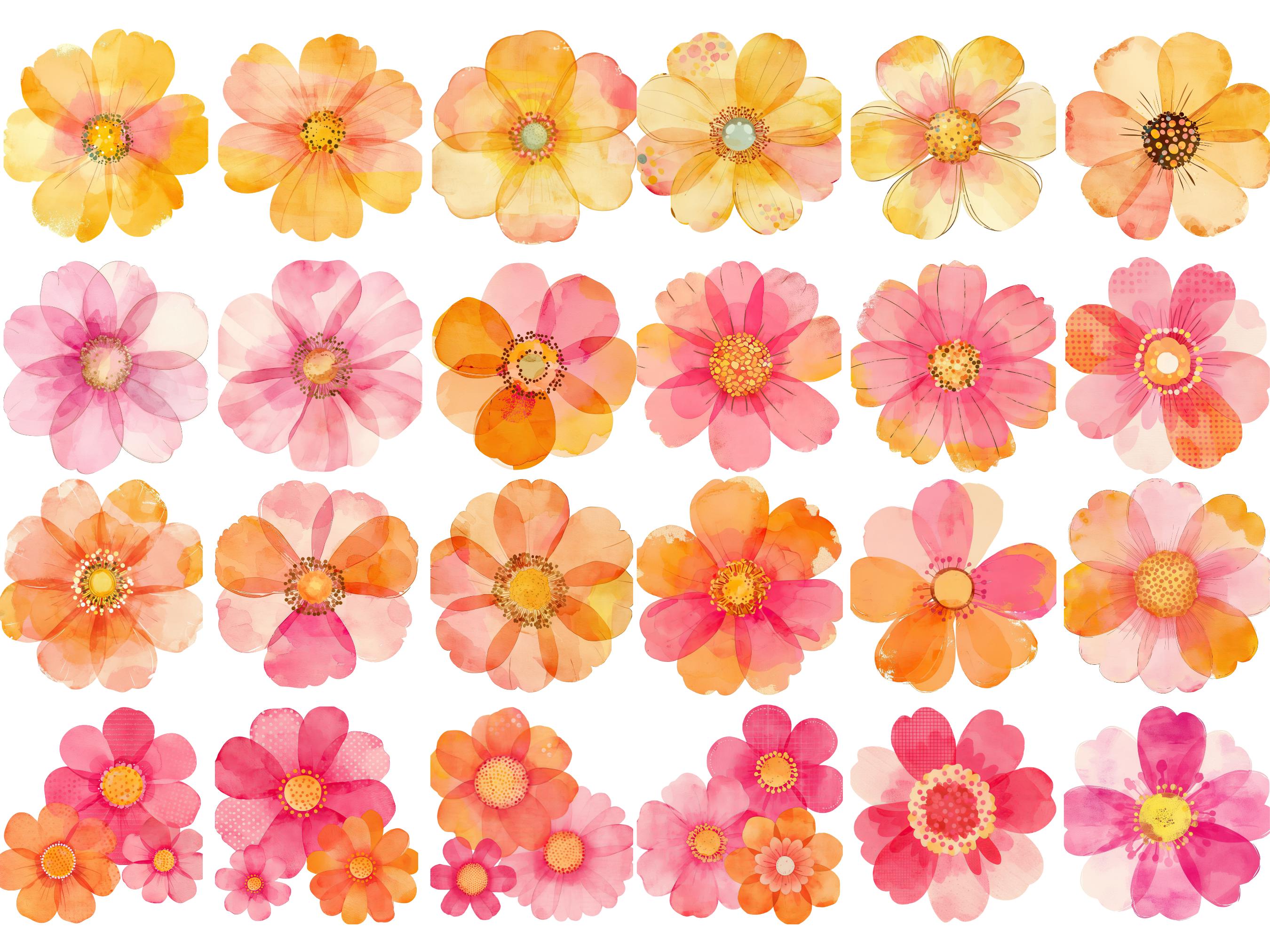 Retro Flowers Clipart - Retro Floral Images - Pink Flower Clip Art ...
