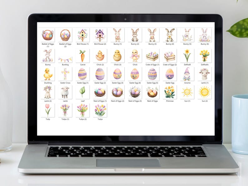 Pastel Easter Clipart Set - Cute Watercolour Bunnies and Easter Eggs ...