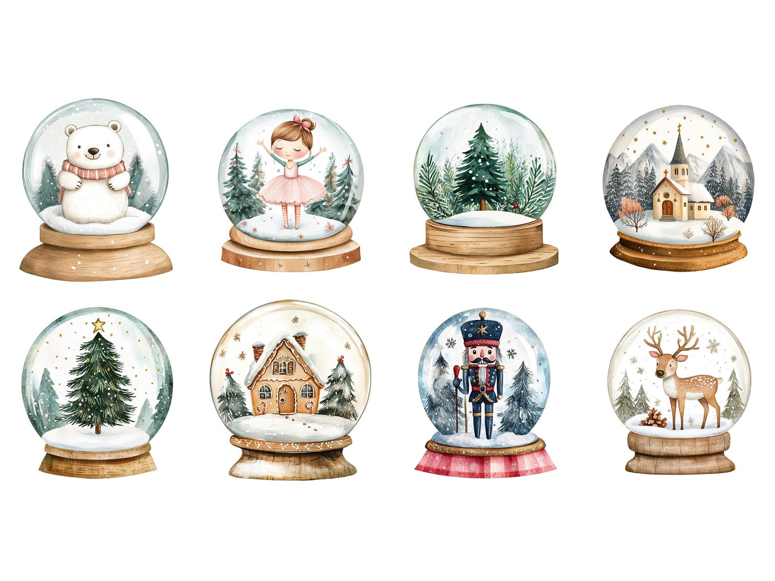 Cute Christmas Snow Globe Clipart Bundle - Snowman Snowglobe Clip Art ...