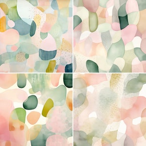 Abstract Watercolor Digital Paper Set - Abstract Shapes - Pastel ...