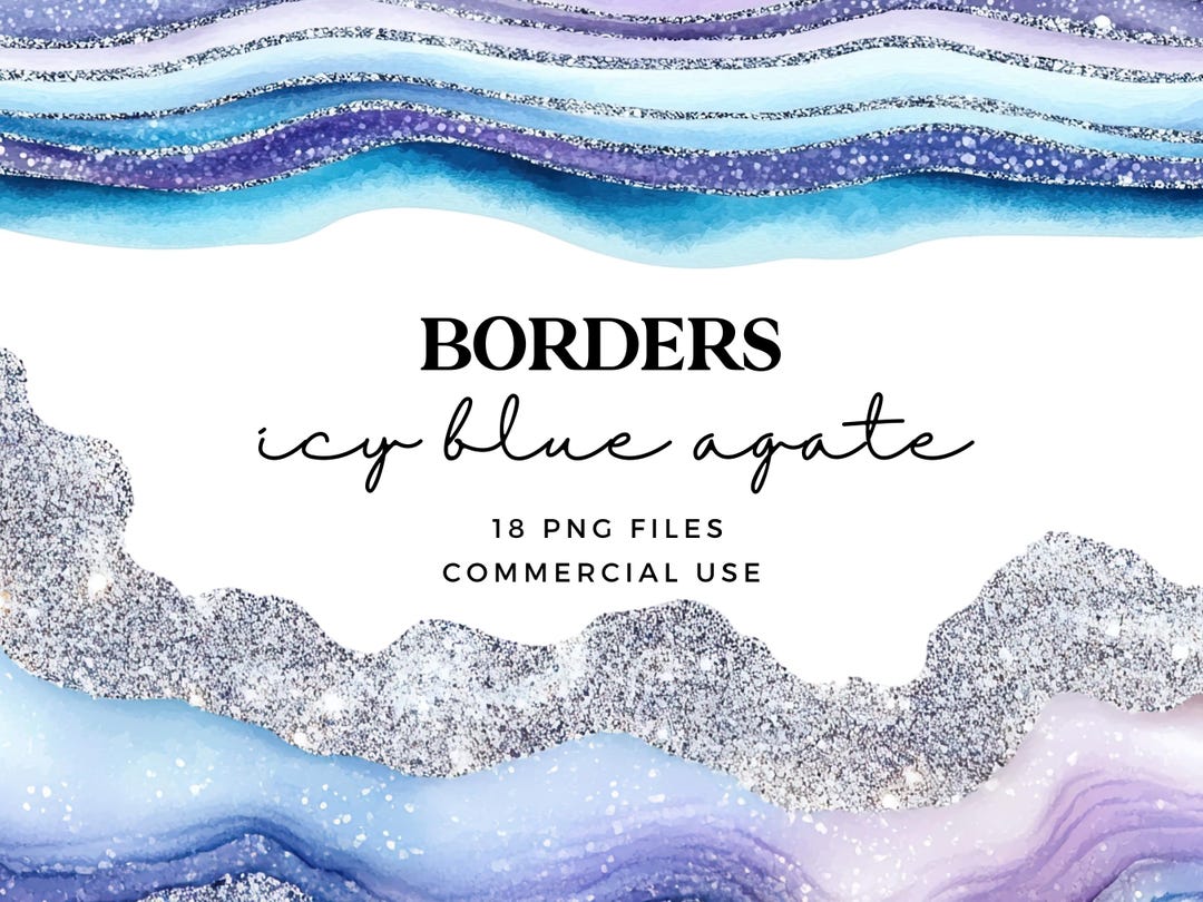 Ice Blue Agate Borders Clipart for Commercial Use - Geode Clip Art ...