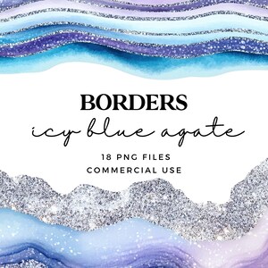 Ice Blue Agate Borders Clipart for Commercial Use - Geode Clip Art ...