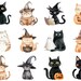 Cute Halloween Cats Clipart PNG - Halloween Clipart - Boho Cats Clipart ...
