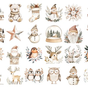 Neutral Christmas Clipart Bundle - Watercolour Boho Christmas Clipart ...