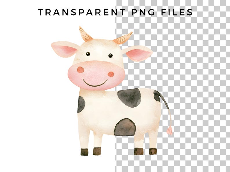 Watercolor Farm Animals Clipart Set: Nursery Art & Seamless Patterns ...