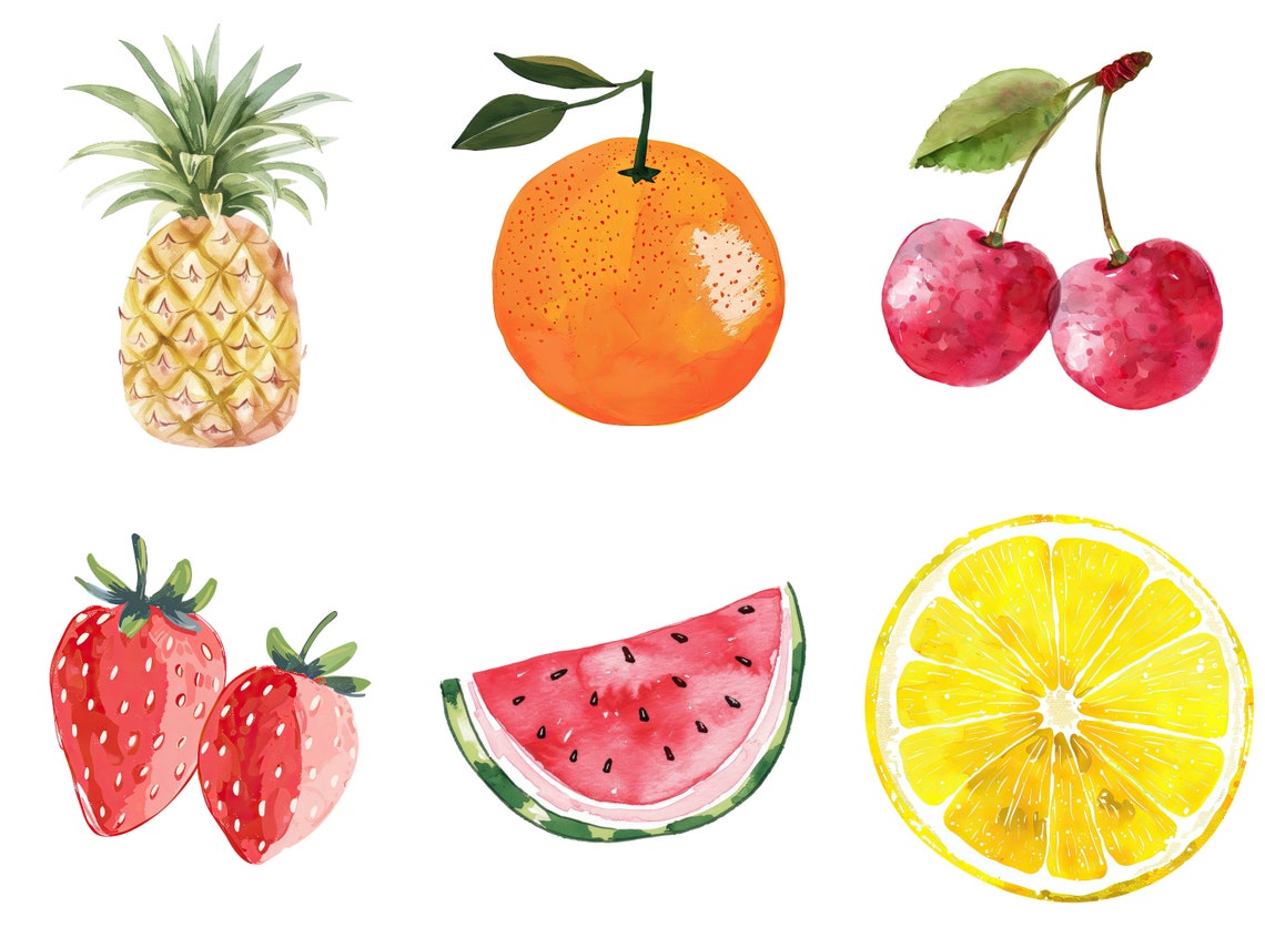 Fruit Clipart PNG - Cute Watercolour Fruits Clipart Bundle ...