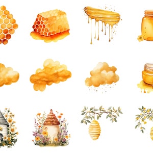 45 X Honey Bee Clipart Bundle - Watercolor Bee Clip Art Set With ...