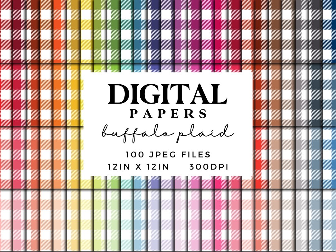 White Buffalo Plaid Digital Paper in 100 Colours - Seamless Pattern ...