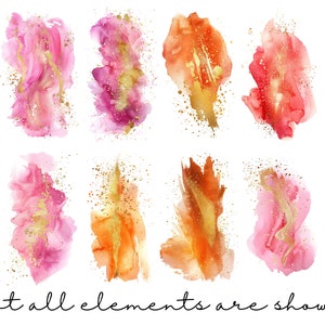 Watercolour Splash Clipart in Warm Colours - Digital Brush Stroke ...