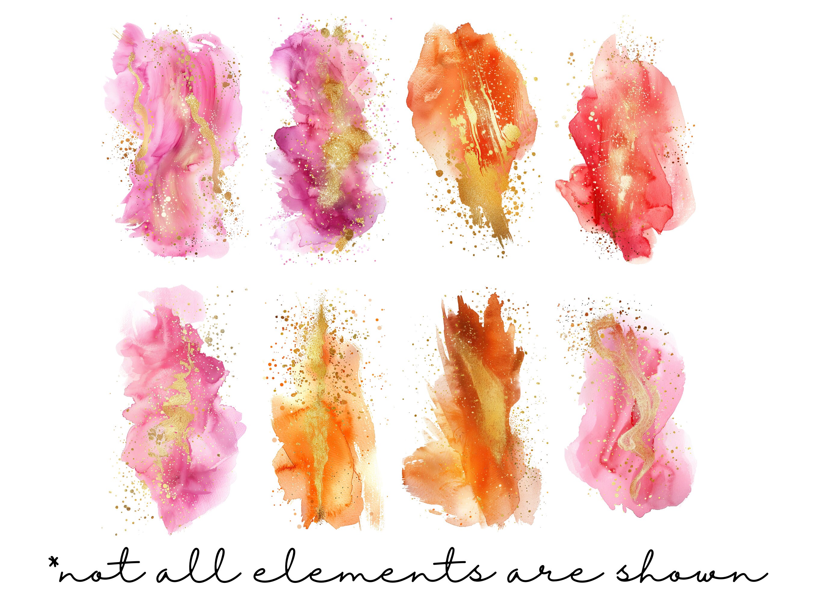 Watercolour Splash Clipart in Warm Colours Digital Watercolour Splatter ...