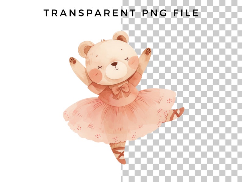 Ballerina Bear Clipart & Seamless Patterns - Cute Ballet Dance Teddy ...