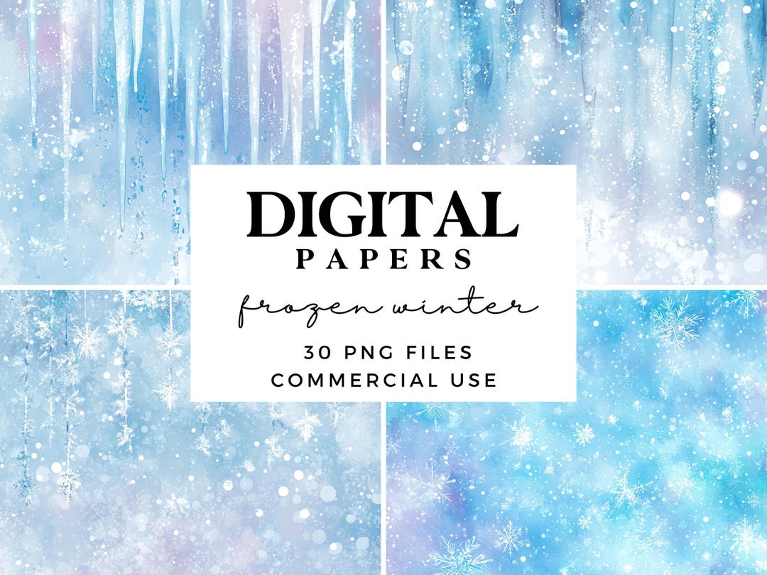 Frozen Winter Digital Paper - Icicles Scrapbook Paper - Christmas ...