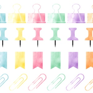 School Clipart Set - Watercolour School Supplies Clipart Bundle - Back ...