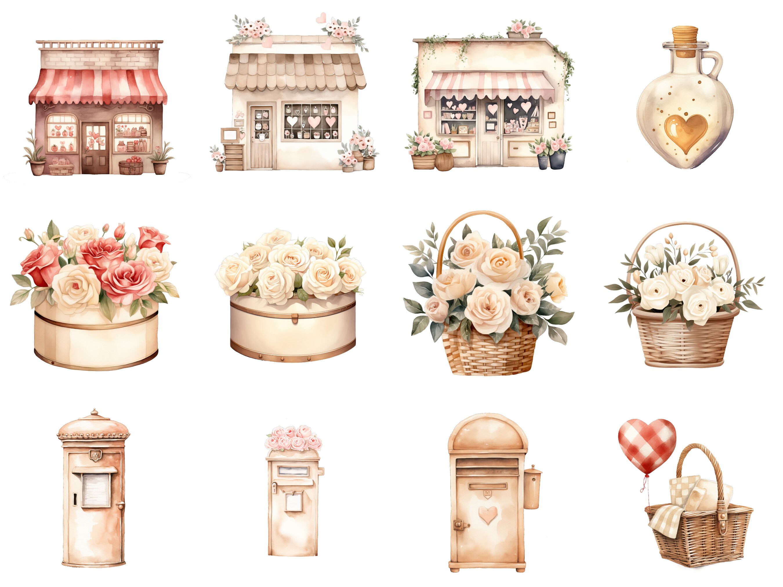 Valentines Clipart Bundle Neutral Valentines Day Clip Art Set ...