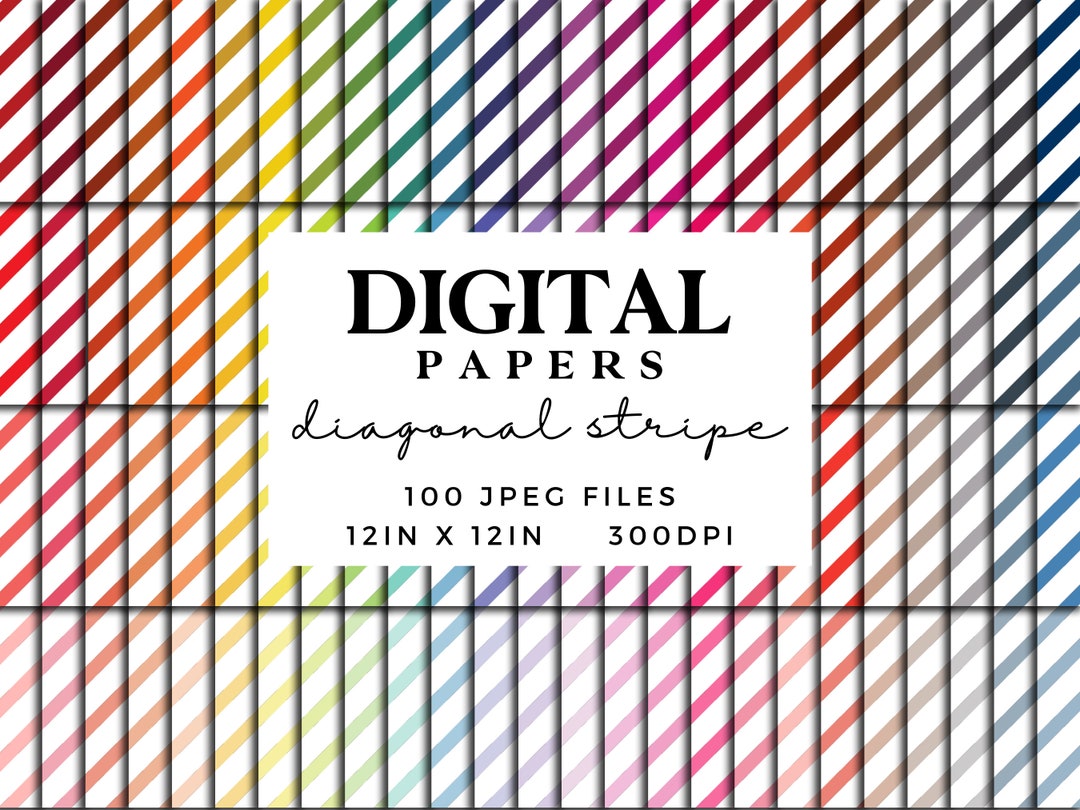 Diagonal Stripe Digital Paper 100 Colours - Seamless Pattern Scrapbook ...
