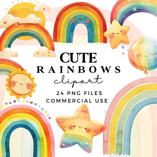 Rainbow Clipart - Etsy