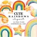 Cute Rainbow Clipart Bundle - Kawaii Rainbow Clipart Set - Watercolour ...