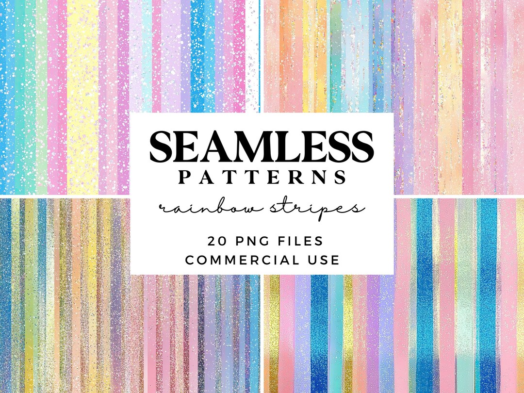 Rainbow Stripes Seamless Patterns - Sparkly Glitter Stripes in Pastel ...