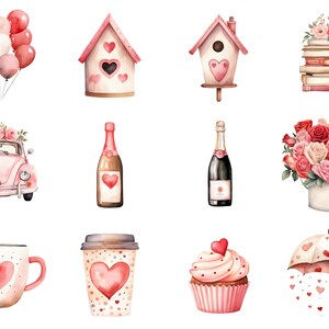 Watercolour Valentines Clipart Bundle - Valentines Day Clip Art Set ...