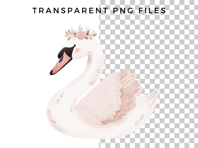 Swan Clipart Set - Pink Watercolour Swans Clip Art for Nursery Wall Art ...