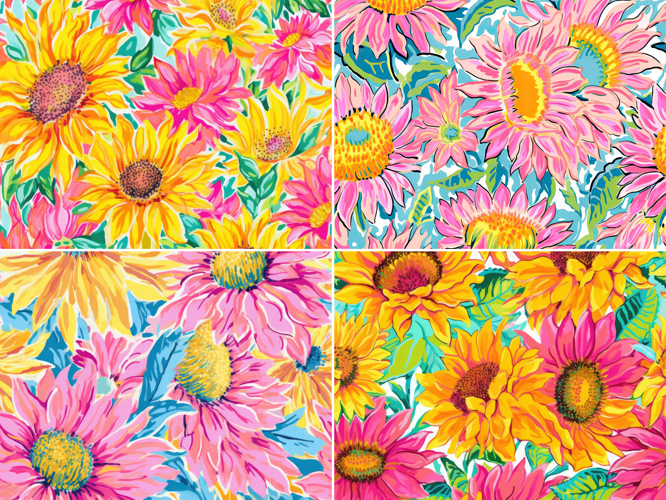 Vibrant Sunflower Seamless Patterns - Colourful Summer Flowers Digital ...