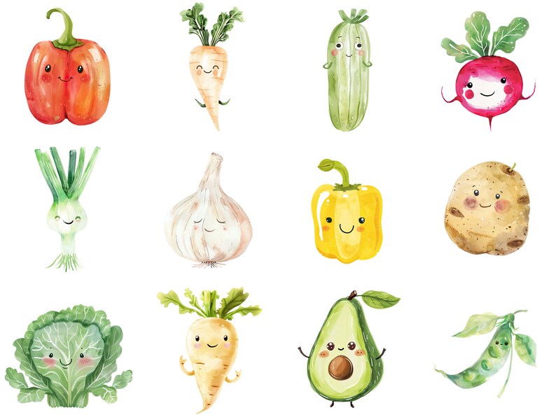Cute Vegetables Clipart PNG - Watercolour Veggies Clipart Bundle ...