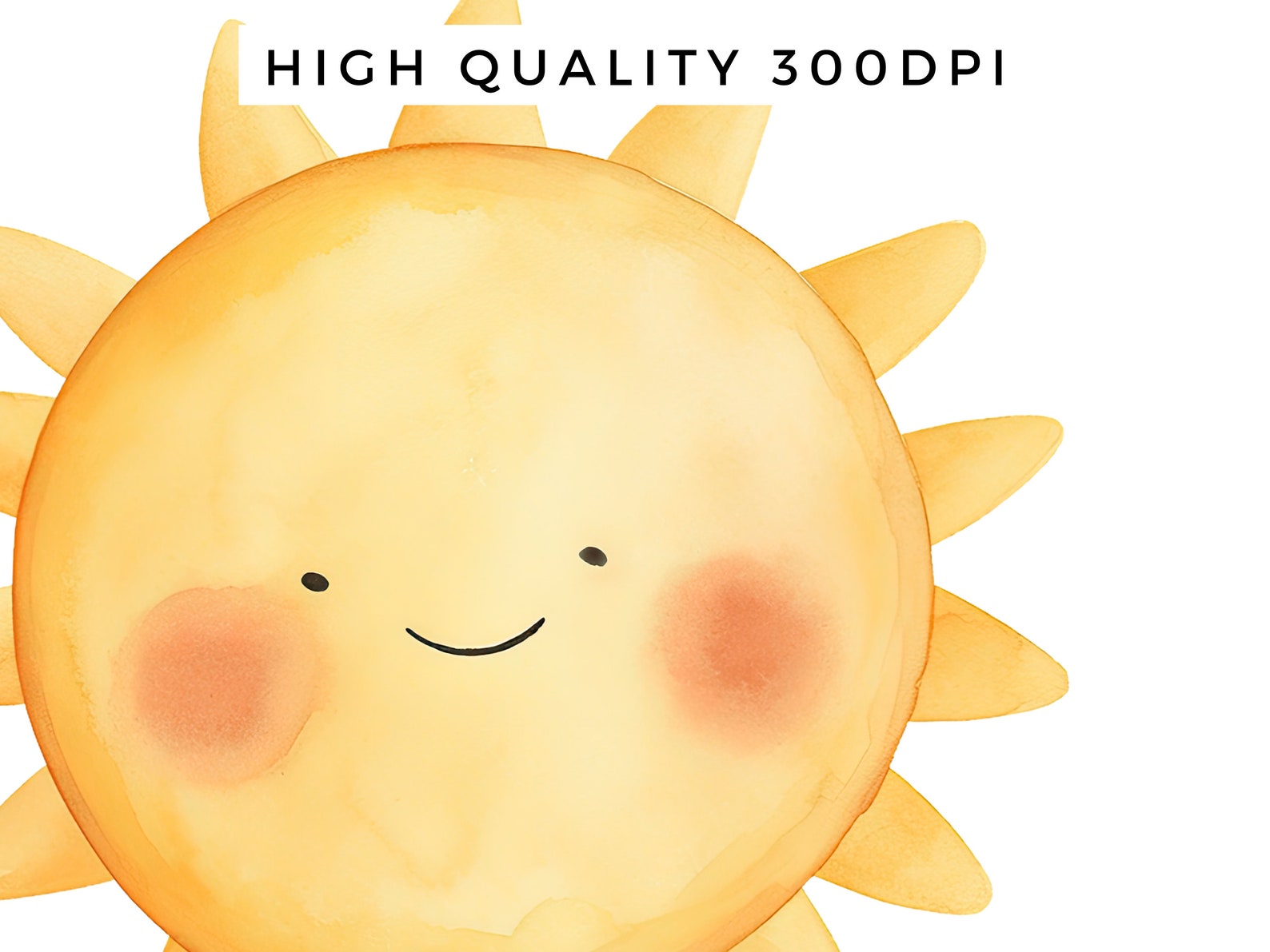 Cute Sun Clipart Bundle - Happy Sunshine Clipart Set - Watercolour Clip ...