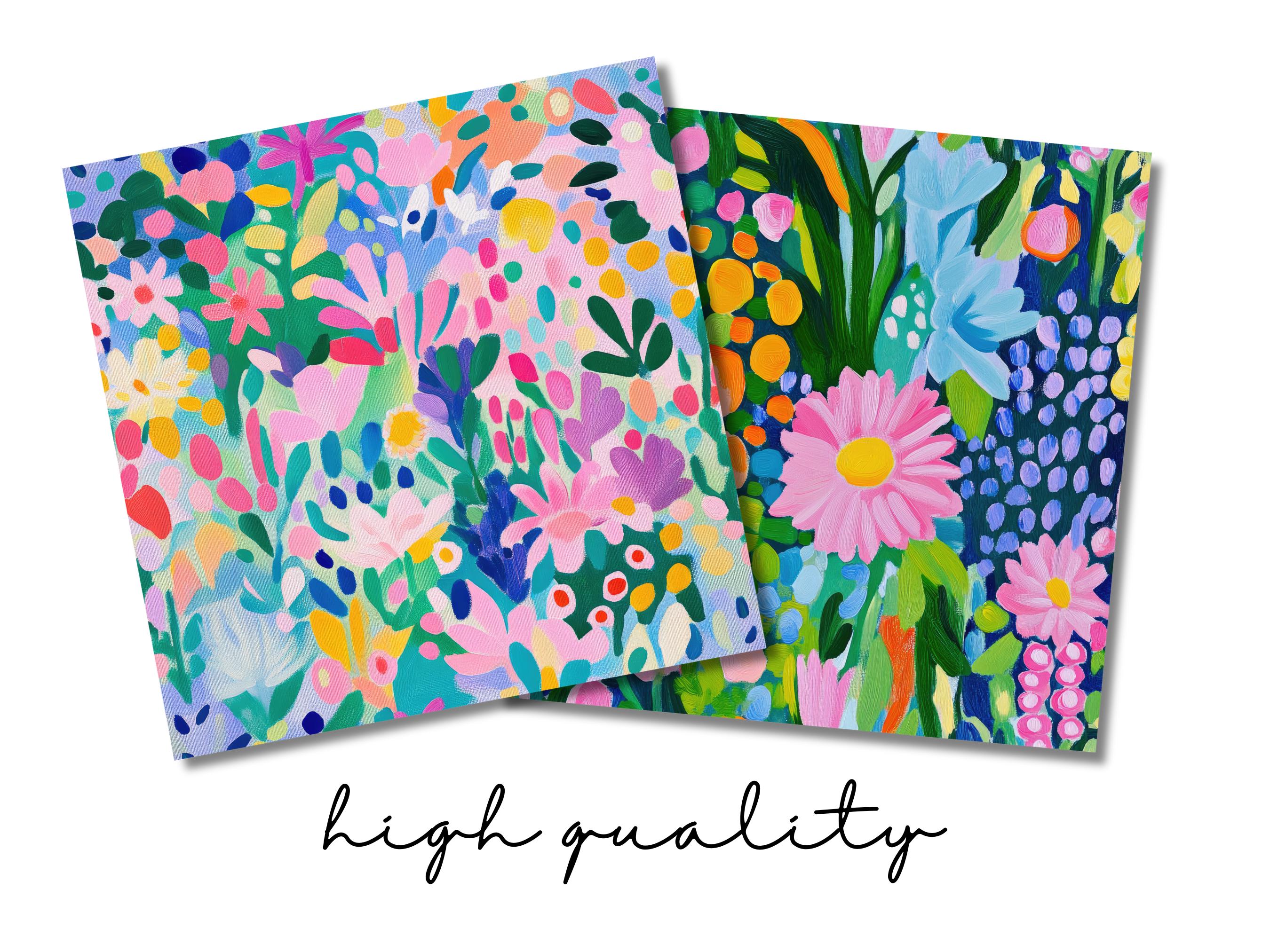 Colourful Floral Seamless Patterns - Vibrant Abstract Flowers Scrapbook ...