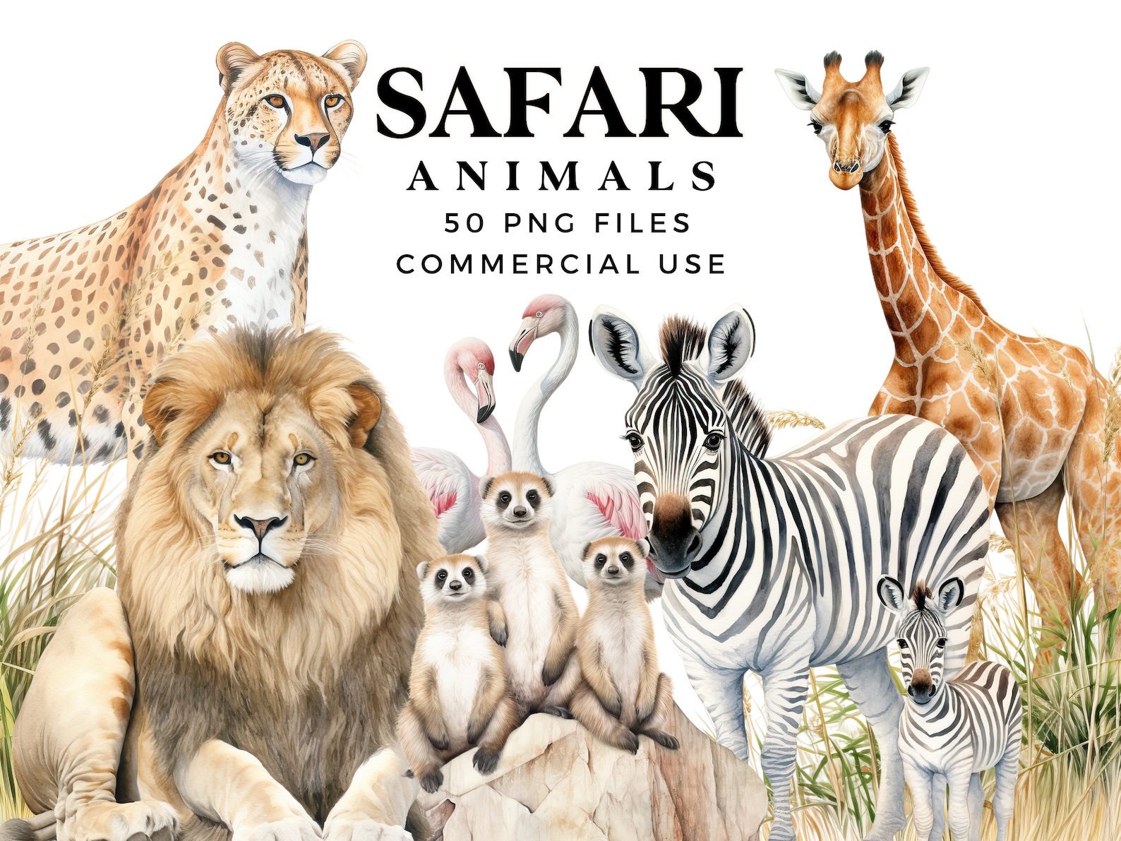 Safari Animals Clipart Watercolor Clipart for Commercial Use African ...