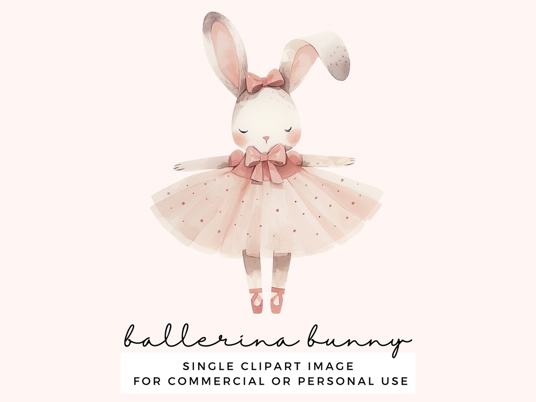 Ballerina Bunny Rabbit Clipart - Ballet Dance Clip Art - Nursery Wall ...