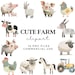 Cute Farm Clipart Set Farm Animals Clip Art Bundle Kids Birthday ...