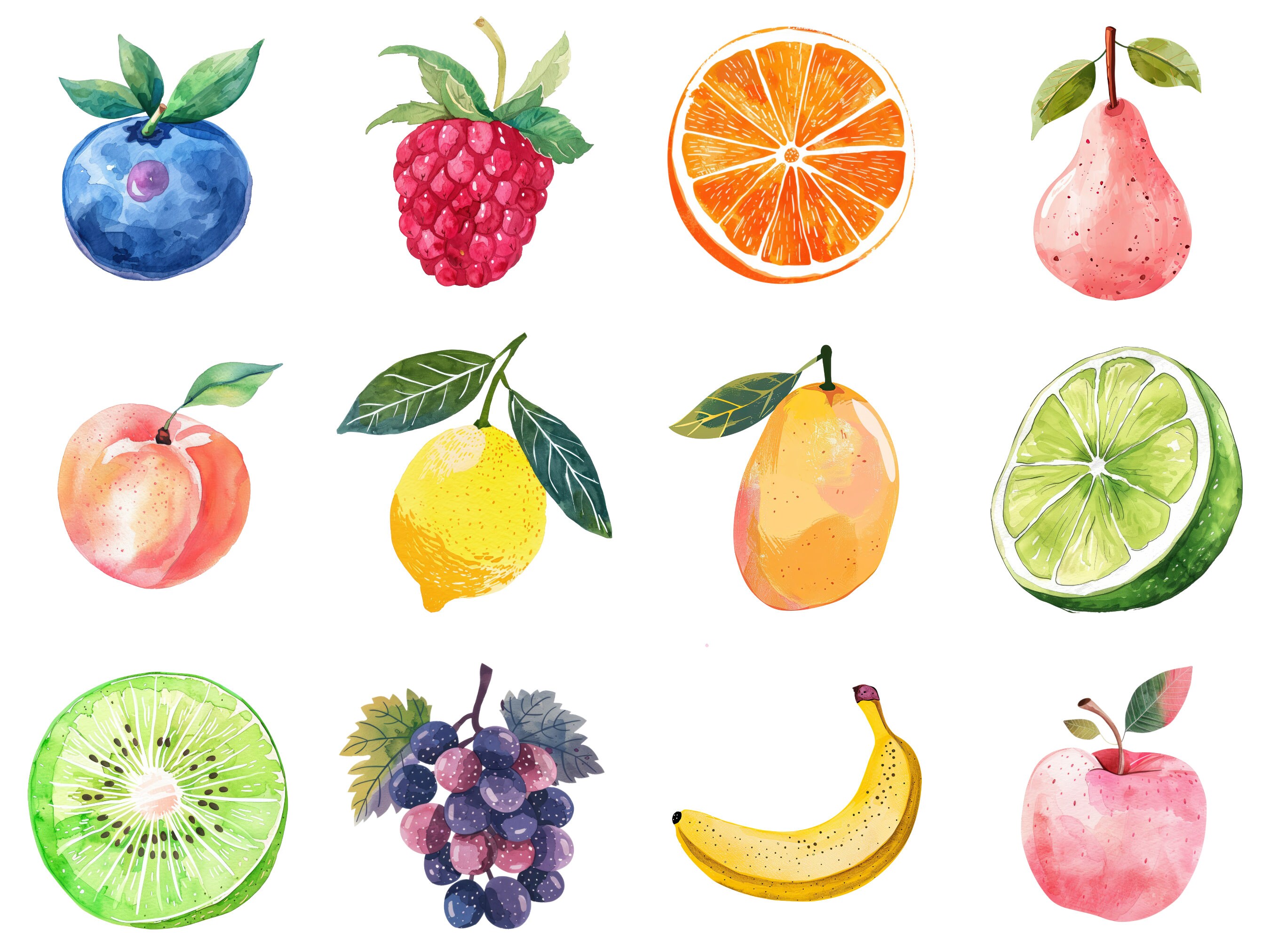 Fruit Clipart PNG - Cute Watercolour Fruits Clipart Bundle ...