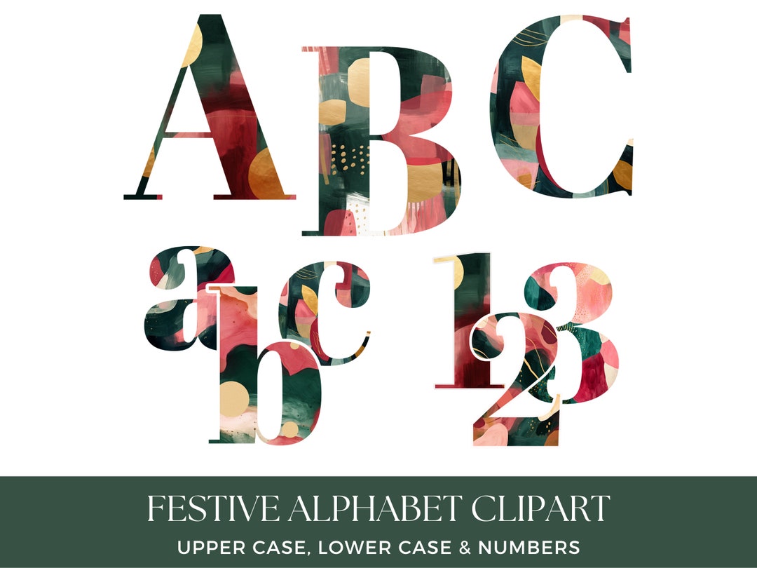 Christmas Letters & Numbers Clipart Set Transparent PNG - Etsy